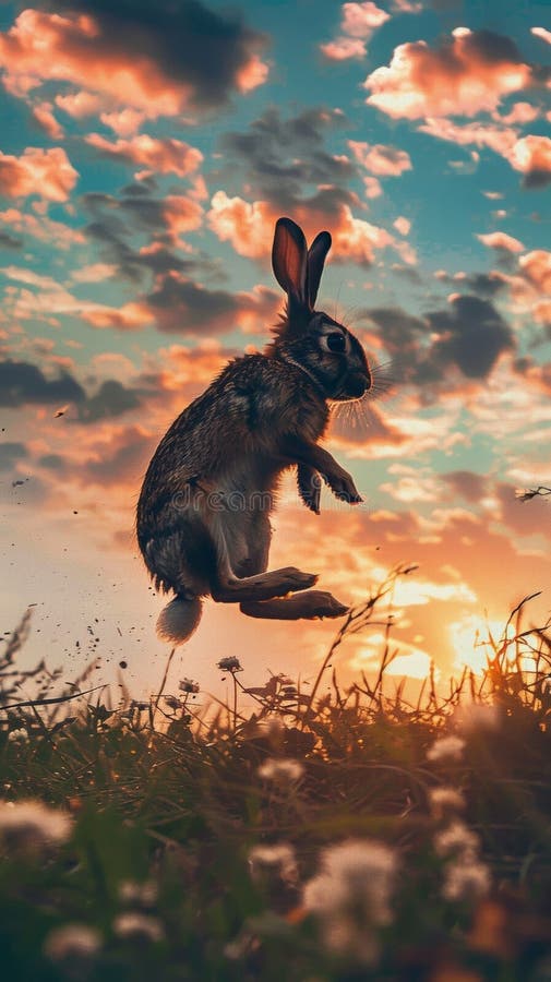 Leaping Rabbit Silhouette Stock Photos - Free & Royalty-Free Stock ...