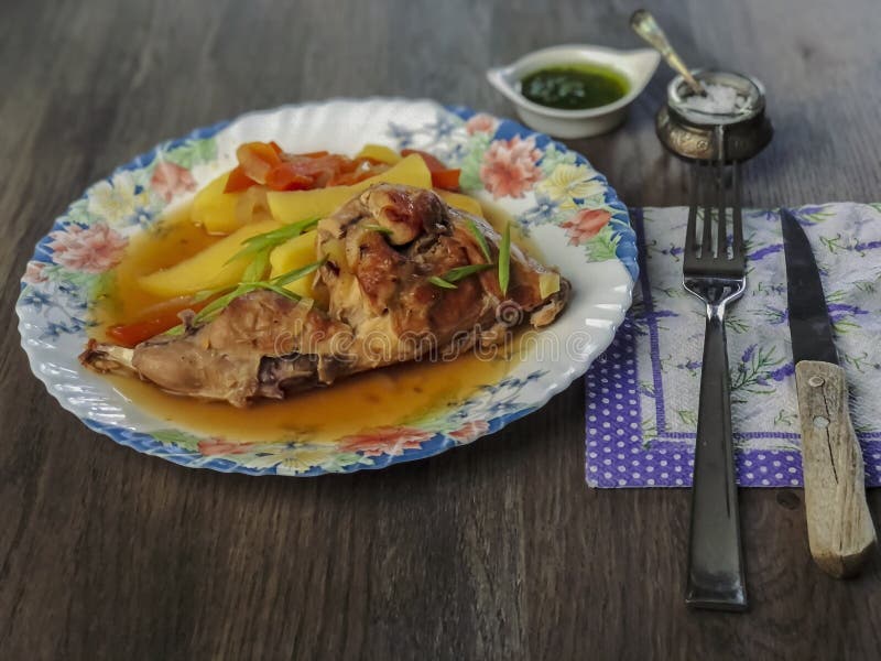 Rabbit Leg Stew with Carrots and Potatoes. Stock Image - Image of ...