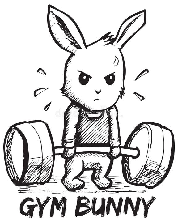 Cute Gym Bunny Lifting Weight Stock Photo - Illustration of workout ...