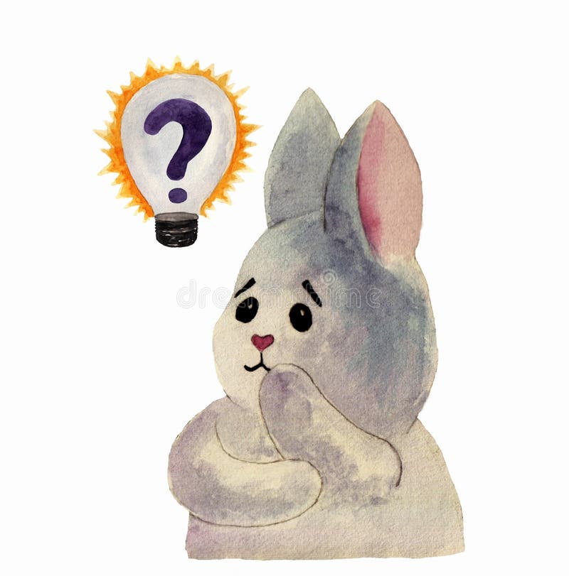 Rabbit with a Light Bulb and a Question Mark Stock Image - Image of ...