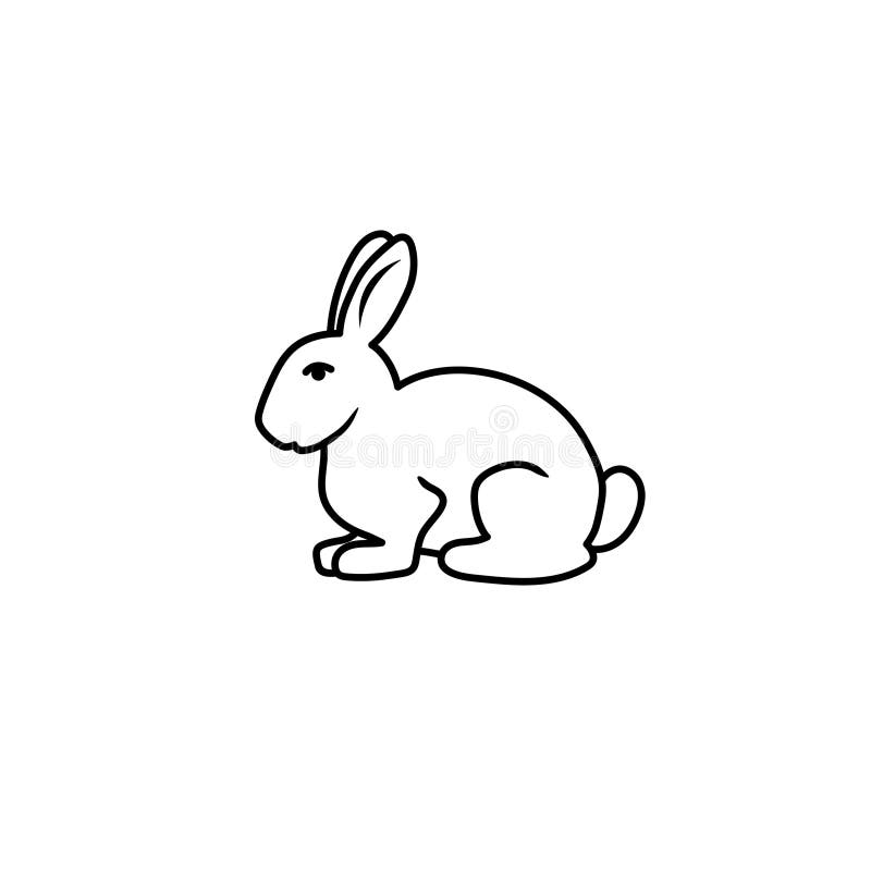 Rabbit Line Drawing Illustration Vector on White Background Stock ...