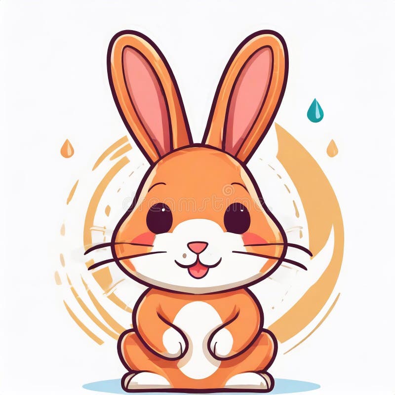 Rabbit Logo, 2d Flat Illustration, Drawing Cartoon for Design. Stock ...