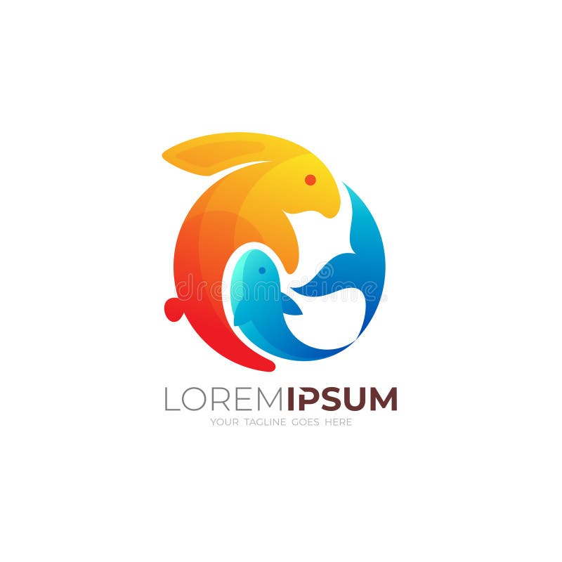 Rabbit Logo and Fish Design Combination, Pet Icons Stock Vector ...