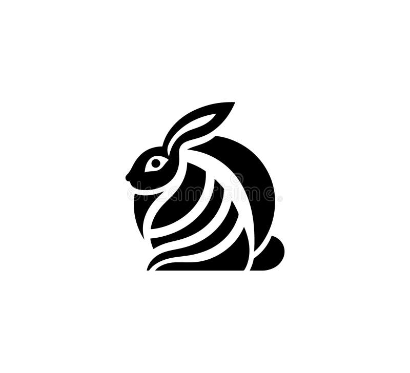 Rabbit Logo Icon Minimal Negative Space Stock Illustration ...