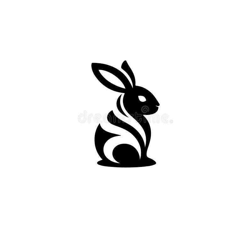 Rabbit Logo Icon Minimal Negative Space Stock Illustration ...