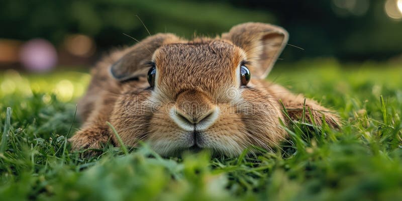 Rabbit lying in grass stock photo. Image of wildlife - 374603810