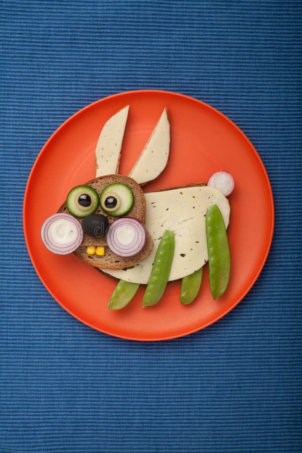Rabbit Made of Bread and Vegetables Stock Image - Image of kids ...