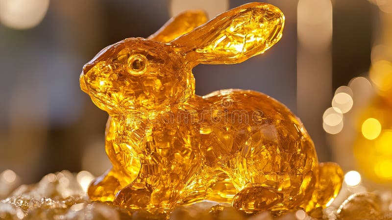 A Rabbit Made of Crystallized Honey, with an Amber Glow and Sticky ...