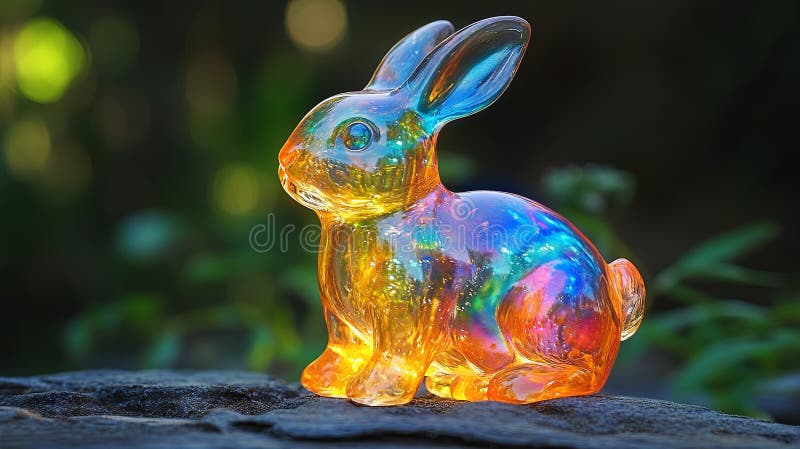 Rabbit Made Shimmering Jelly Translucent Vibrant Rainbow Stock Photos ...