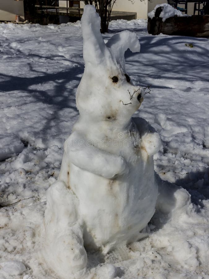 A rabbit made of snow stock photo. Image of create, refreshing - 164366712