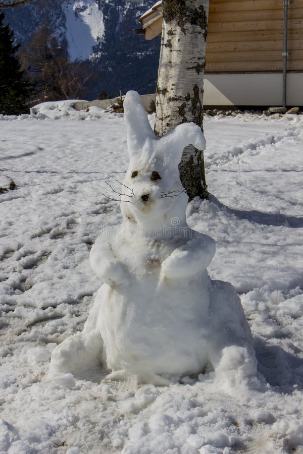 A rabbit made of snow stock photo. Image of cartoon - 164366742