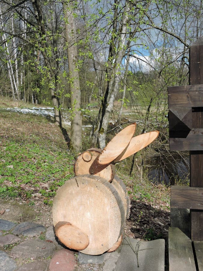 Rabbit made from wood stock image. Image of artistic - 91128033