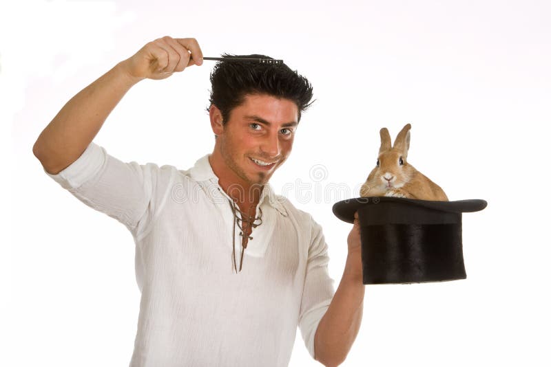 Rabbit Magic Trick In Top Hat Stock Image - Image of pair, close: 25657849