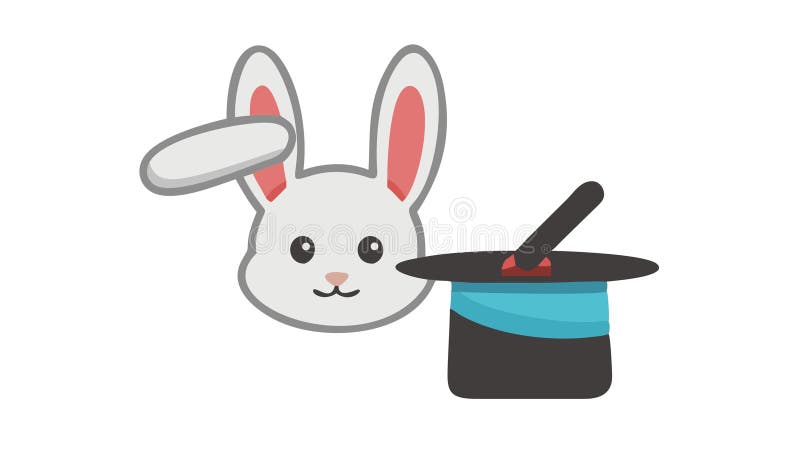 Rabbit with Magic Hat Illusion Flat Design Icon, Vector Design ...