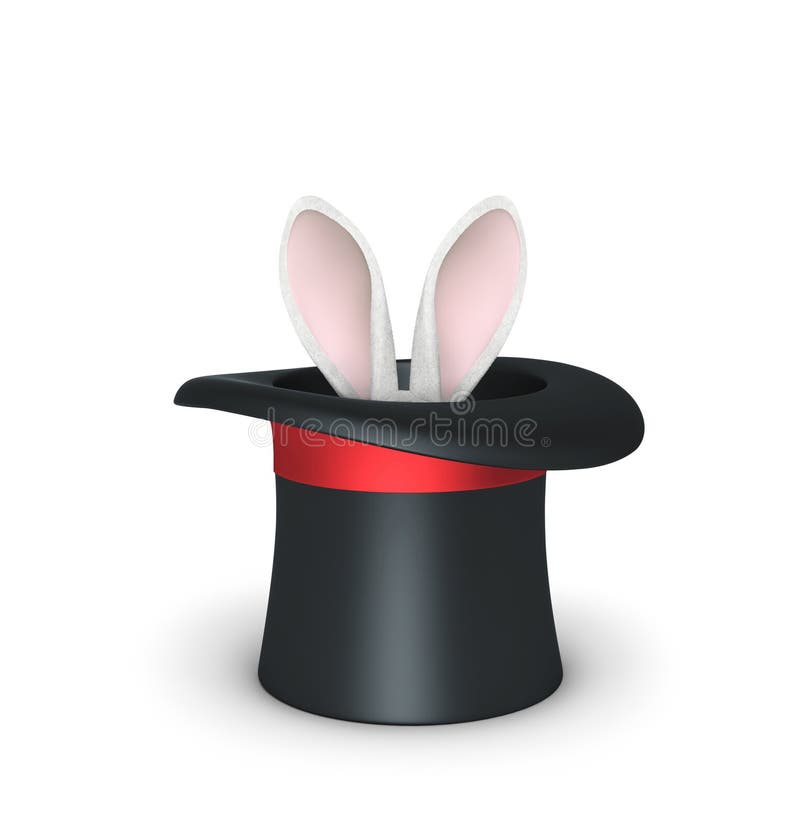 Rabbit in magic hat stock illustration. Illustration of rabbit - 111544965
