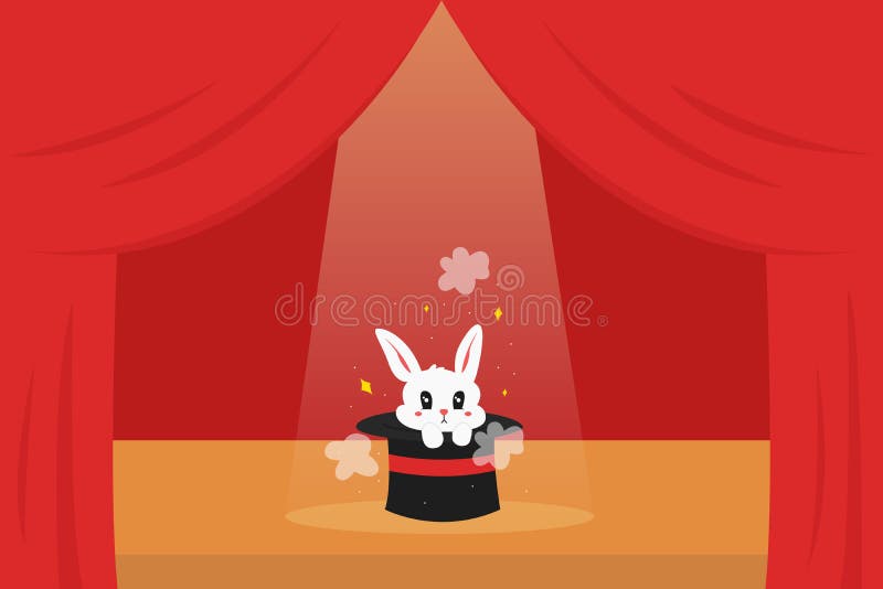 Rabbit in a Magician`s Hat Cartoon Vector Stock Vector - Illustration ...