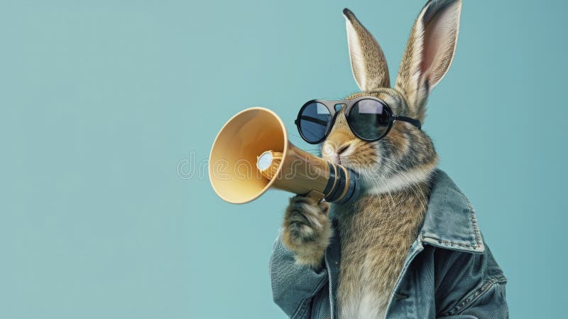 Rabbit Making Announcement with Megaphone Stock Image - Image of ...
