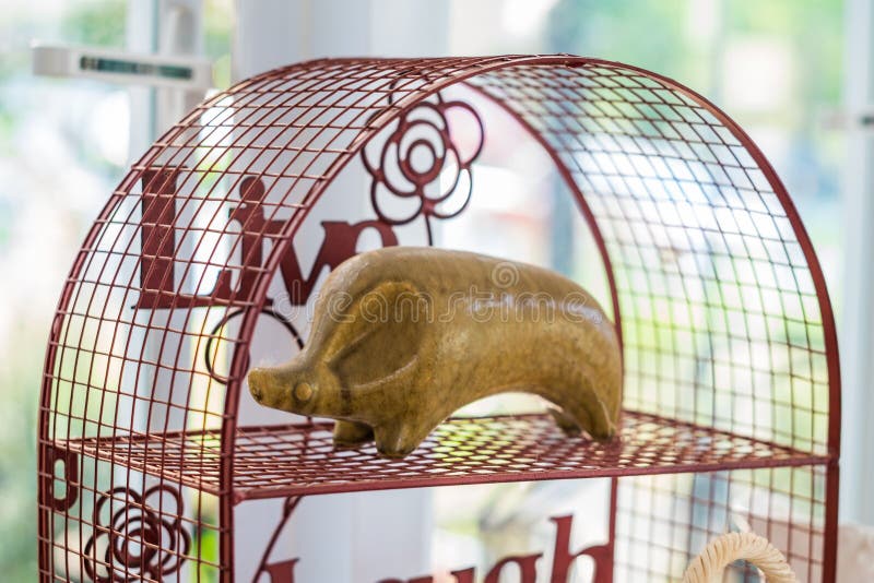 Rabbit Marble on the Shelves of Red Iron. Stock Image - Image of design ...