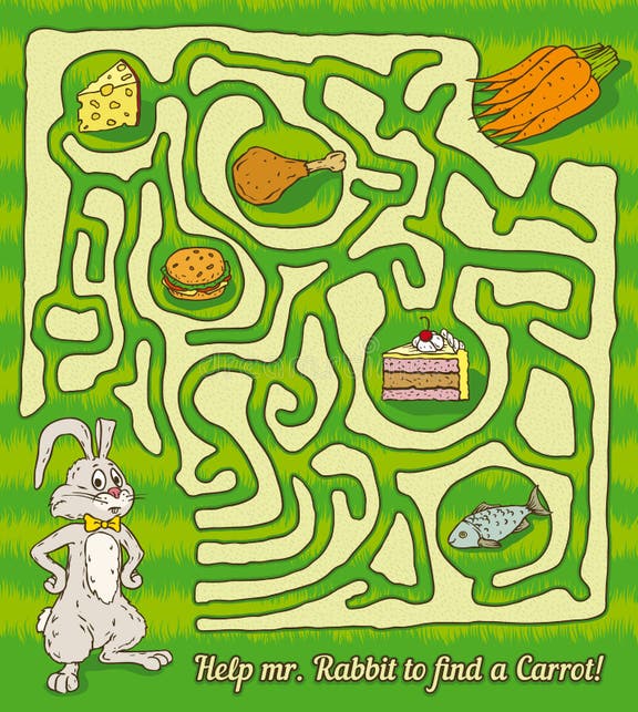 Rabbit Maze Game stock vector. Illustration of doodle - 50686492