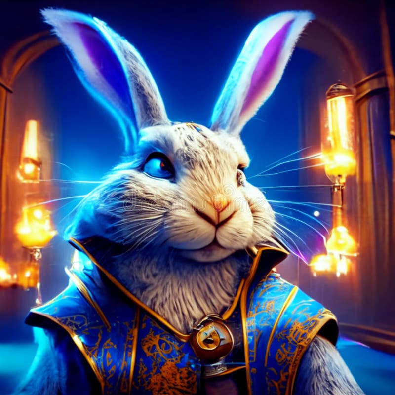 Rabbit in Medieval Costume with a Candlestick. Vector Illustration ...