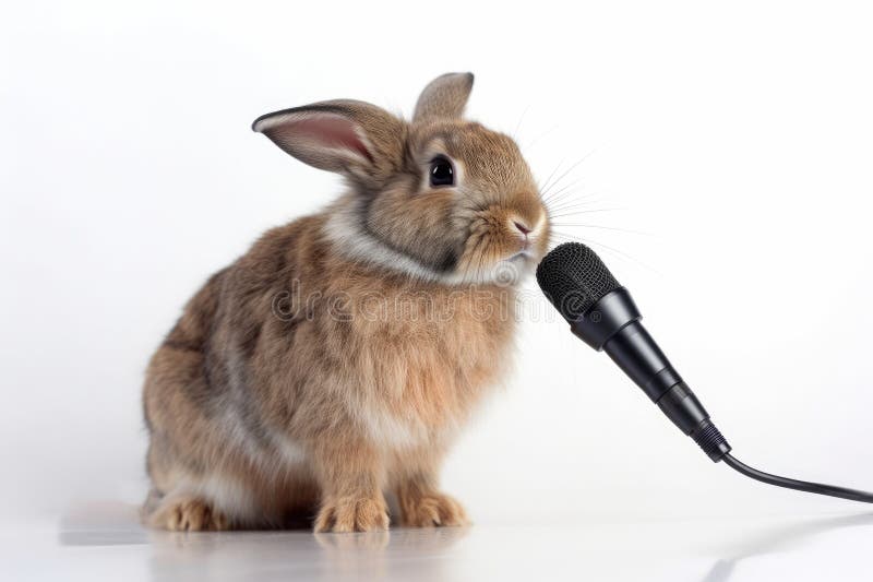 Rabbit with Microphone on White Background. Generative AI Stock ...