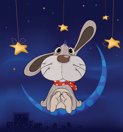 Rabbit on the moon cartoon stock vector. Illustration of moon - 28186064