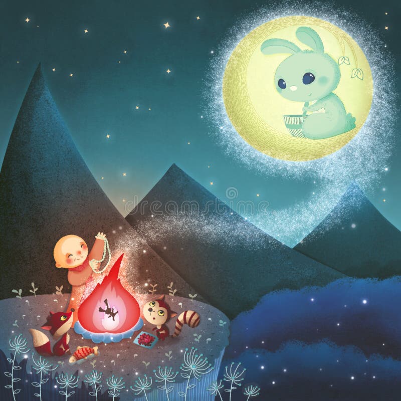 The rabbit in the moon stock illustration. Illustration of rabbit ...