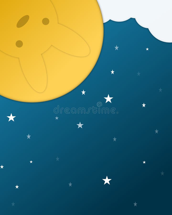 Rabbit in the Moon in the Night Sky and Shining Stars. Stock Image ...