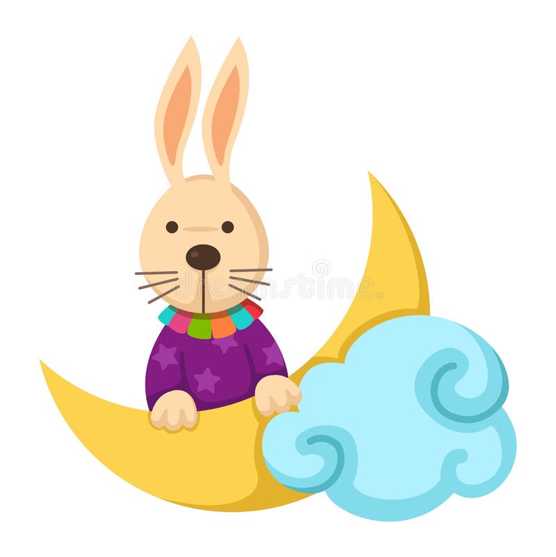 Rabbit on the moon cartoon stock vector. Illustration of moon - 28186064