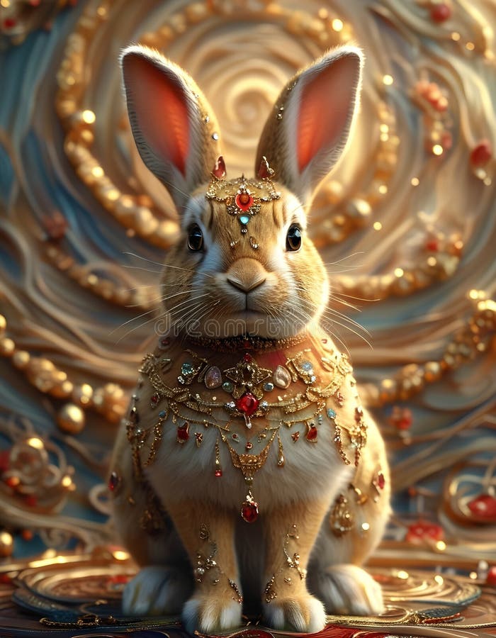 Rabbit in the Moonlight Generative AI Stock Illustration - Illustration ...