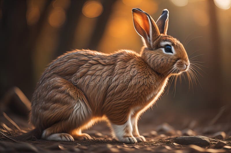 Rabbit in the Mountains at Sunset. Cute Rabbit in the Mountains Stock ...