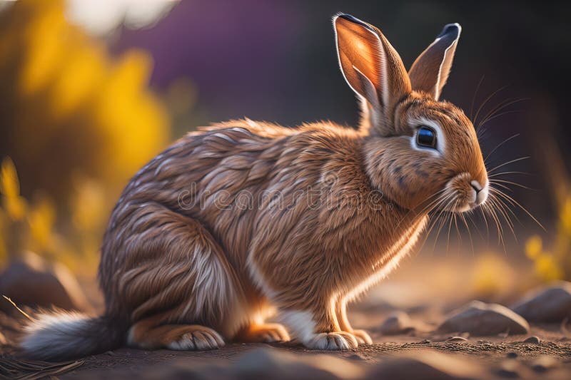 Rabbit in the Mountains at Sunset. Cute Rabbit in the Mountains Stock ...