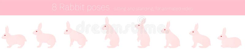 Rabbit Movements for Animation, Standing Up Stock Illustration ...