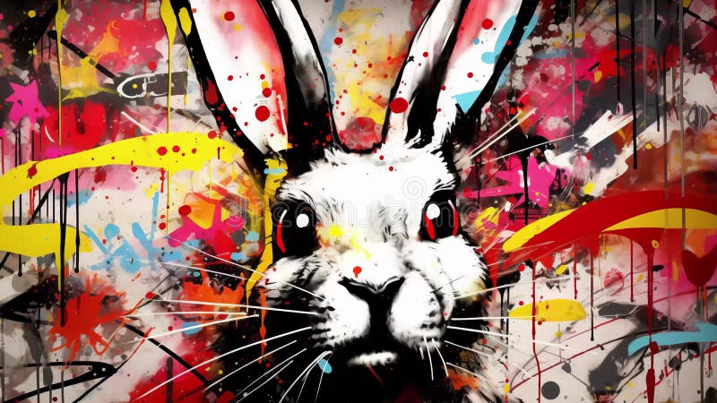 A Rabbit on a Multi-colored Background.AI Generated. Stock Footage ...