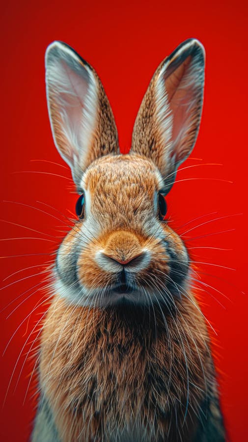 Rabbit Muzzle on a Red Background Isolated. Stock Photo - Image of ...