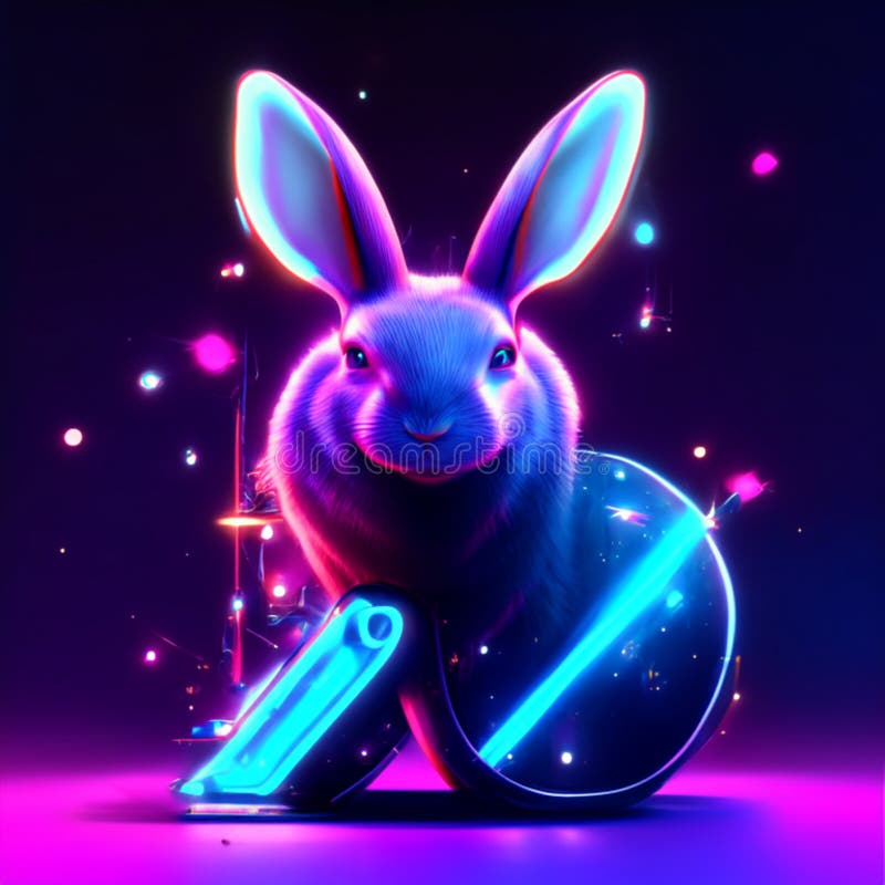 Rabbit in Neon Style. Vector Illustration of a Rabbit in Neon Style ...