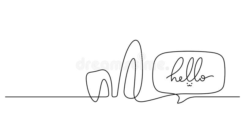 Rabbit New Year and Easter Background with Hello Saying Bubble One Line ...