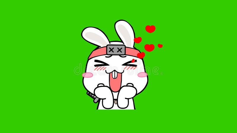 Rabbit Ninja Animation on Green Screen Stock Footage - Video of angry ...