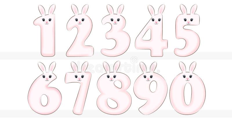 Rabbit Number 1-0 Illustration Designed Stock Vector - Illustration of ...