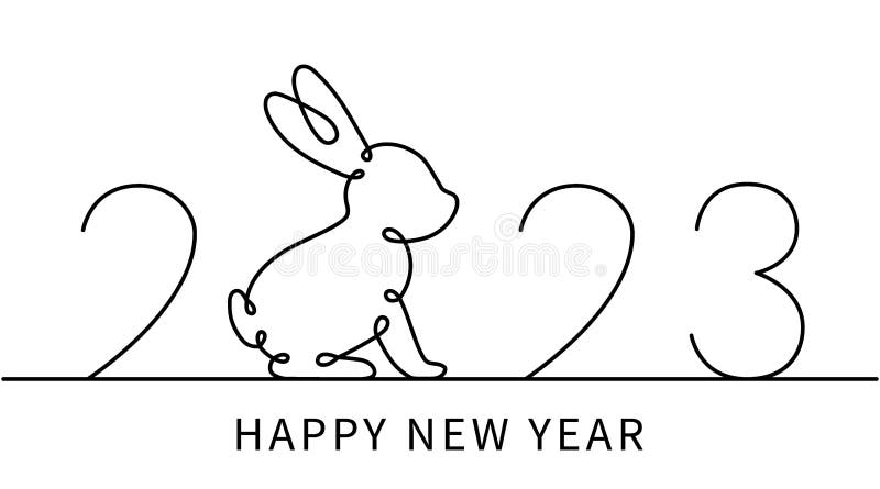 2023 Year with Rabbits One Line Drawing. Year of the Rabbit. Hare ...