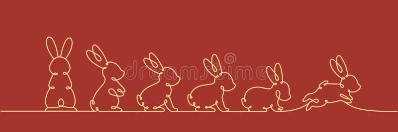 Rabbit One Line Continuous Drawing. Bunny Symbol. Farm Animal ...
