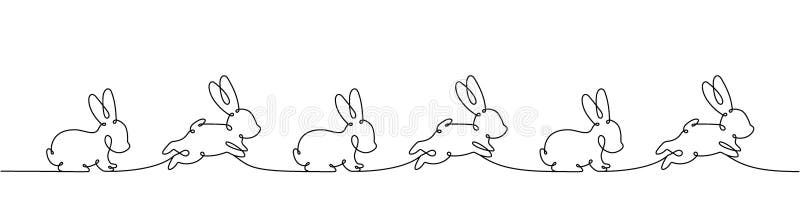Rabbit One Line Continuous Drawing. Bunny Symbol. Farm Animal ...