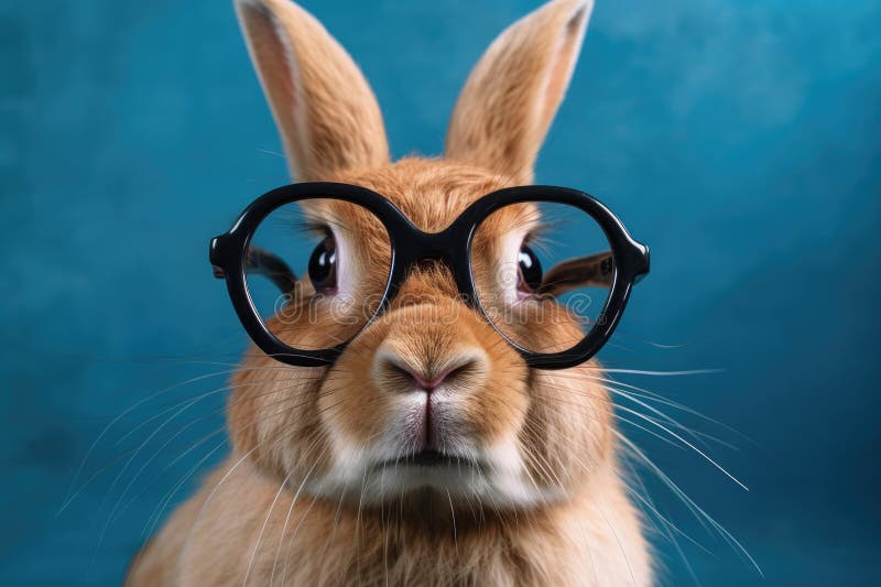 A Rabbit with Oversized Glasses Propped on Its Ears Stock Photo - Image ...