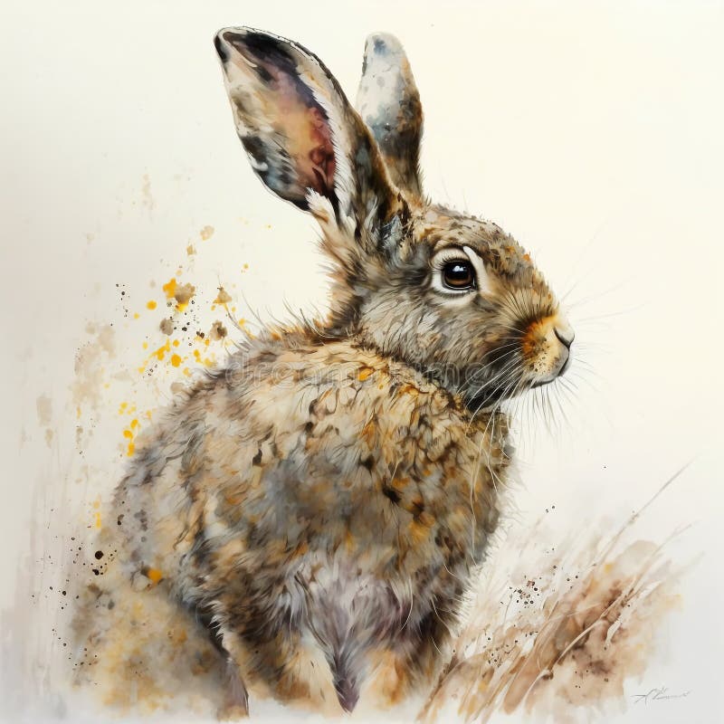 Rabbit Painted with Watercolors. AI Generated Illustration Stylized for ...