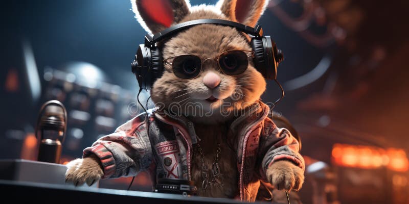 Rabbit at Party with Having Fun Stock Illustration - Illustration of ...