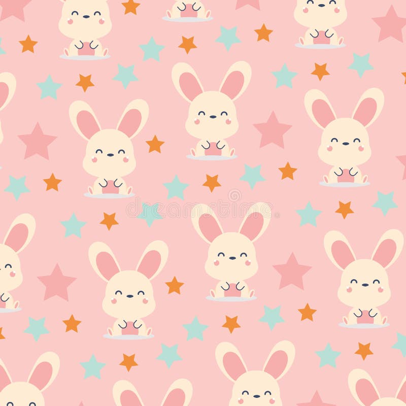 Rabbit Pattern Rabbit Cartoon Seamless Pattren Vector Illustration ...