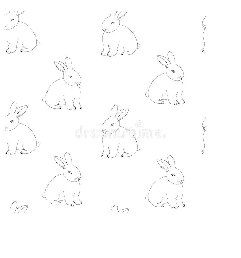 Rabbit Patttern Hand Drawn Rabbit Animal Pattern for Design Stock ...