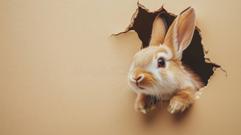 Rabbit Peeking through a Hole in the Wall Stock Image - Image of ...