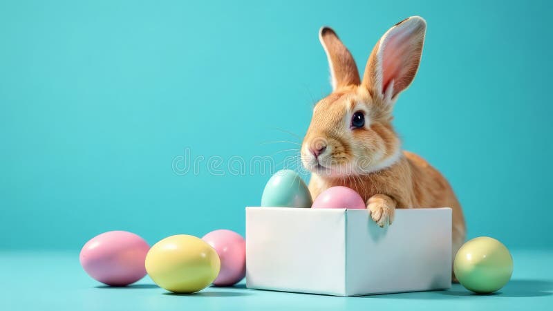 A Rabbit is Peeking Out of a Present Stock Illustration - Illustration ...