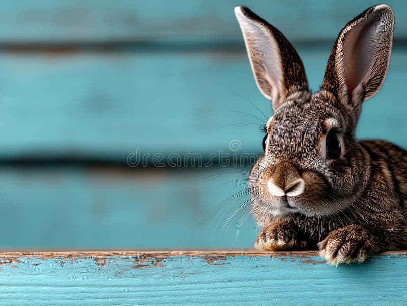 A Rabbit Peeking Over a Wooden Fence Looking at the Camera Stock Image ...